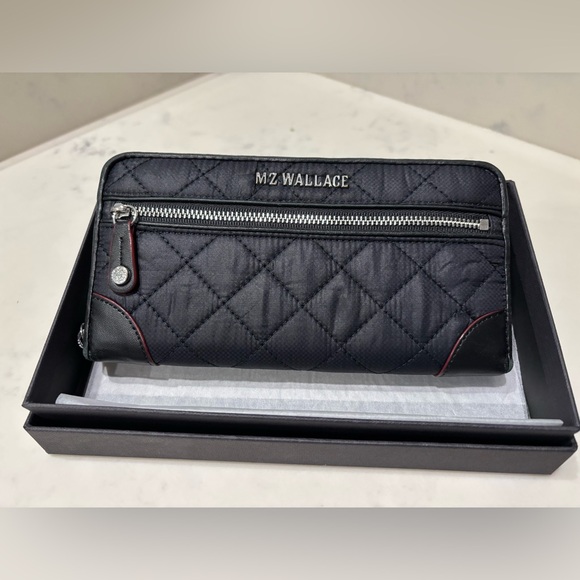 MZ Wallace | Accessories | Mz Wallace Black Crosby Quilted Wallet ...